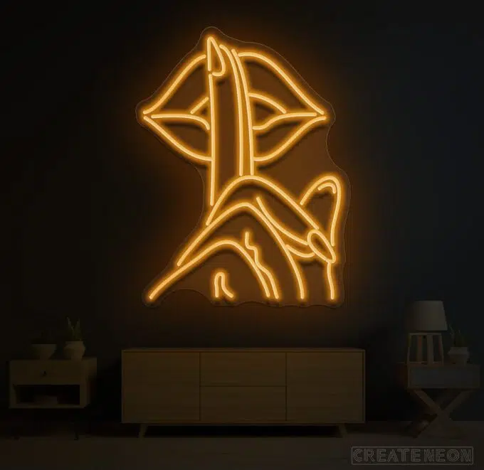 Be Quiet Finger on Lips Neon Sign - Cool Neon Signs