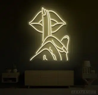 Be Quiet Finger on Lips Neon Sign - Cool Neon Signs