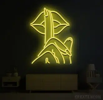 Be Quiet Finger on Lips Neon Sign - Cool Neon Signs