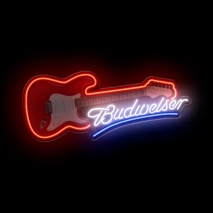 Budweiser guitar neon Sign best bar decor for creating 90s vibe