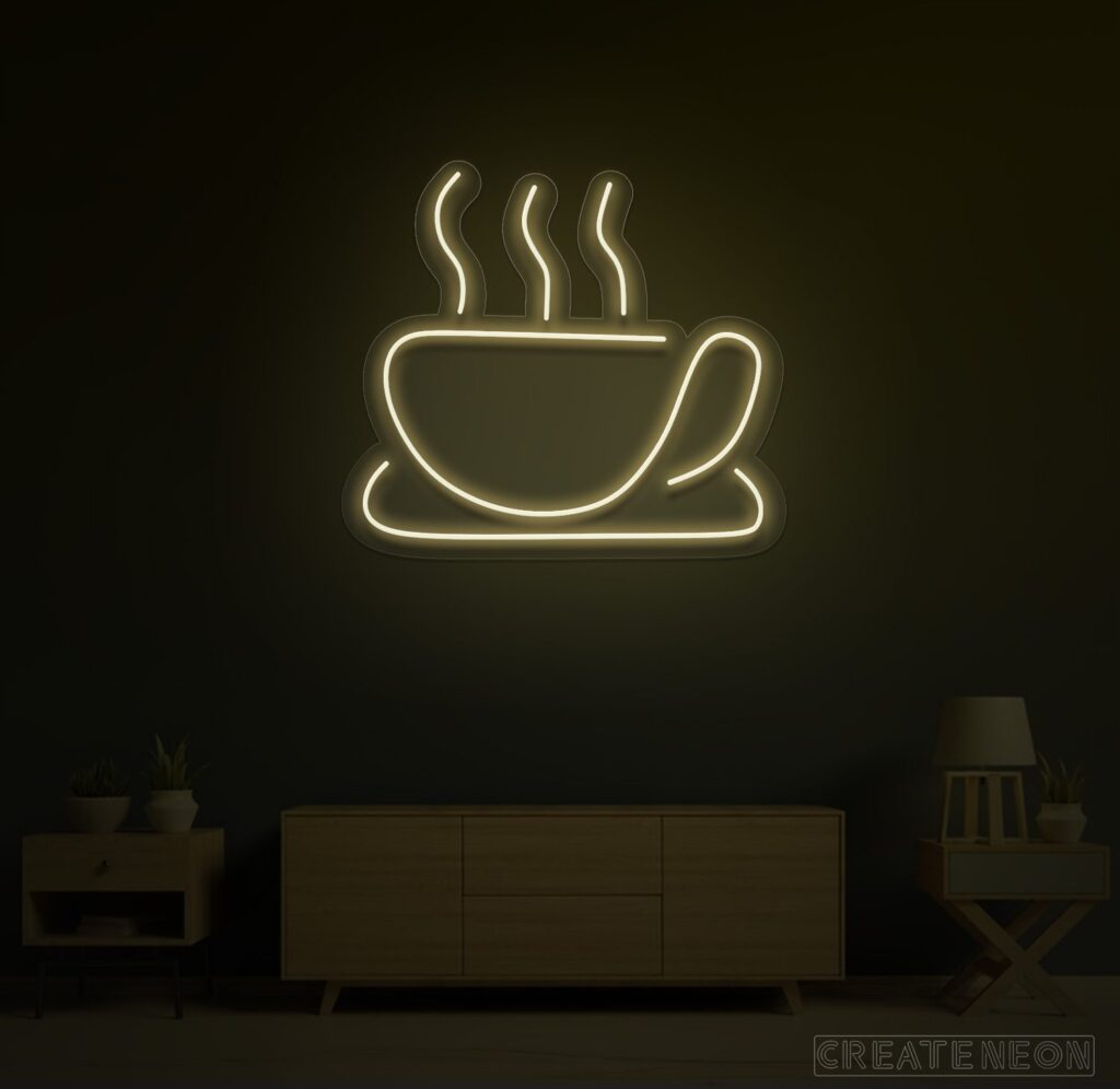 Neon Coffee Cup Sign For Coffee Shops, Café, Or Kitchens