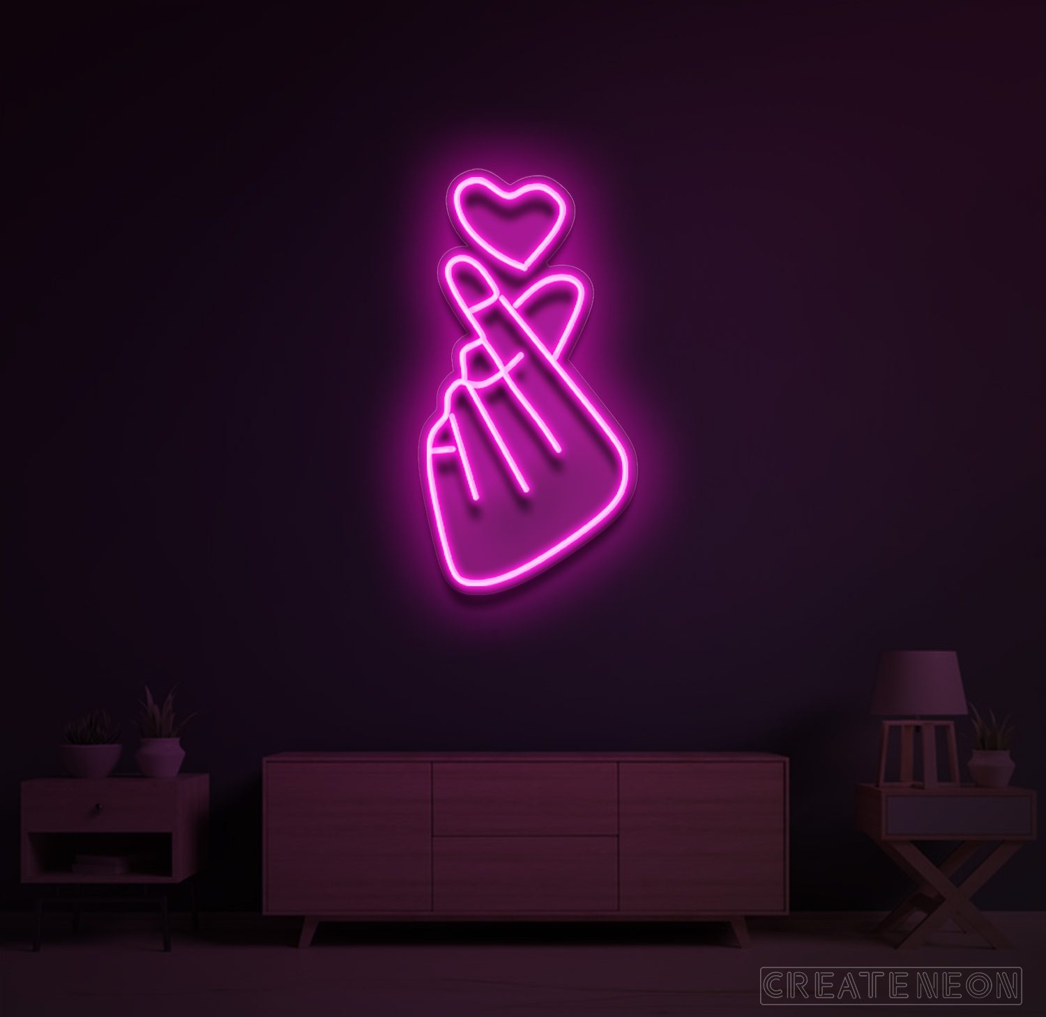Hand Heart Neon Sign - CreateNeon.Com - Korean mini Heart sign!