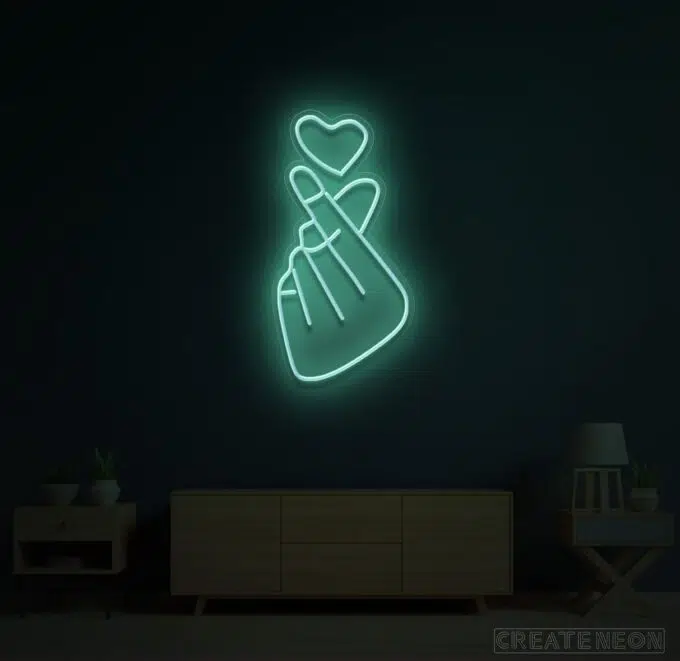 Hand Heart Neon Sign - CreateNeon.Com - Korean mini Heart sign!