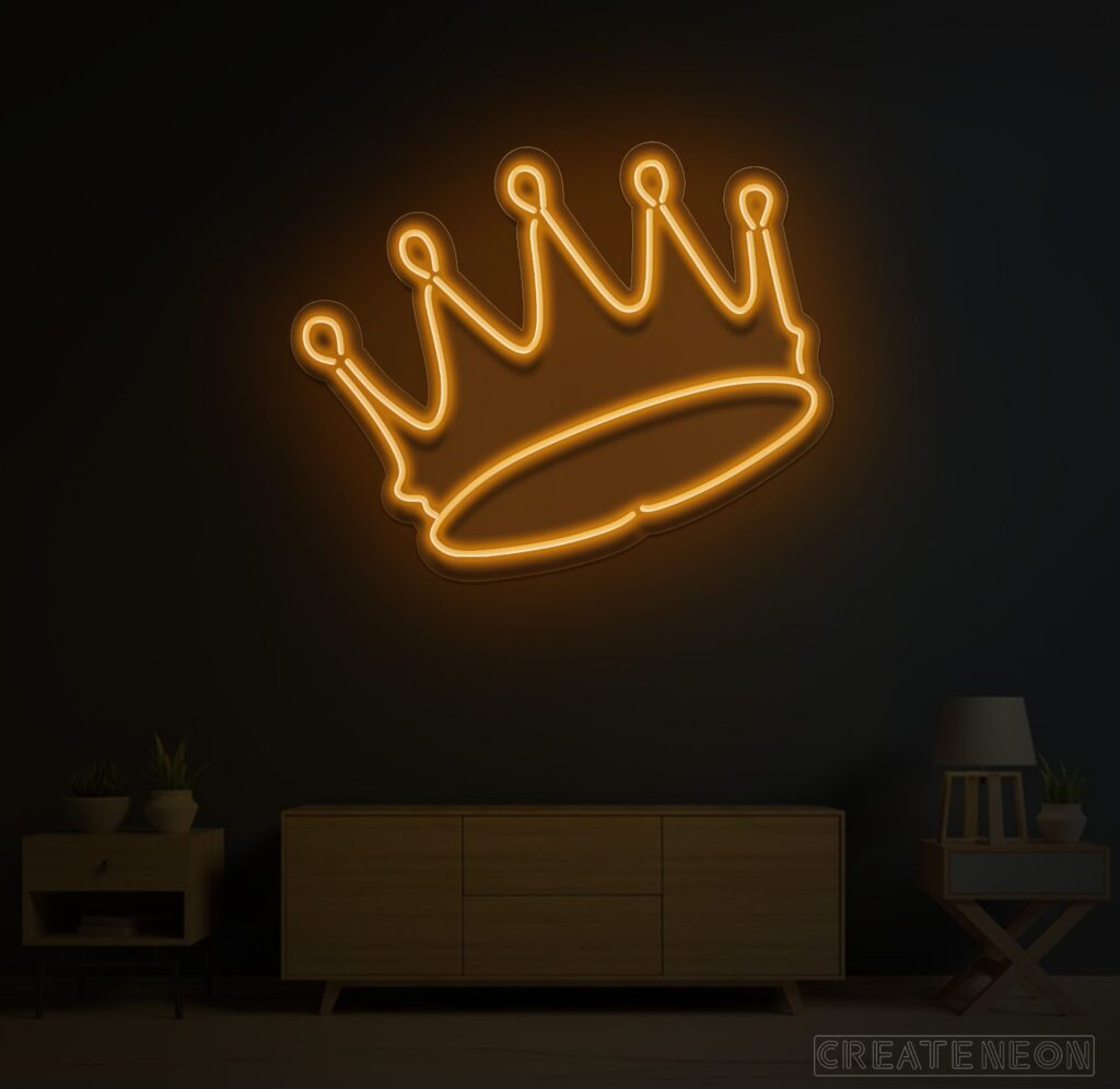 Crown Neon Sign : Embody Royalty & Triumph in Your Space