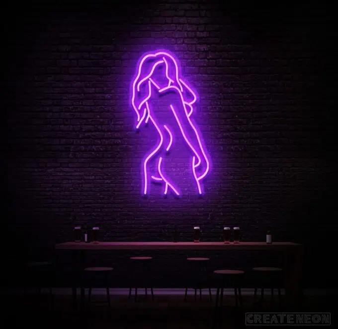 Female Pose Neon Sign | Women Neon Signs | Blue Lady Neon Signs