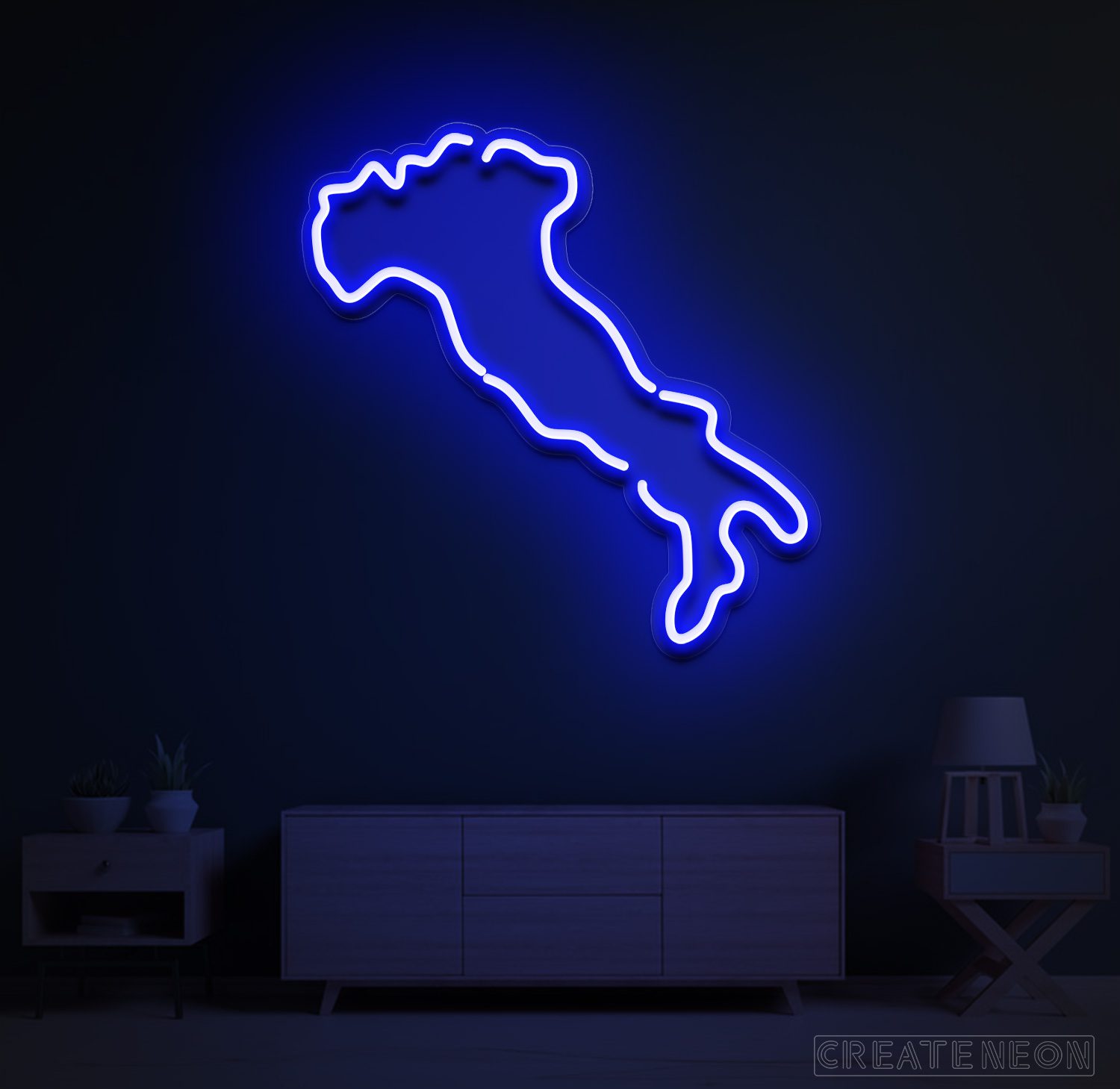 Italy Map Neon Sign - Map of Italy Neon LED Signs