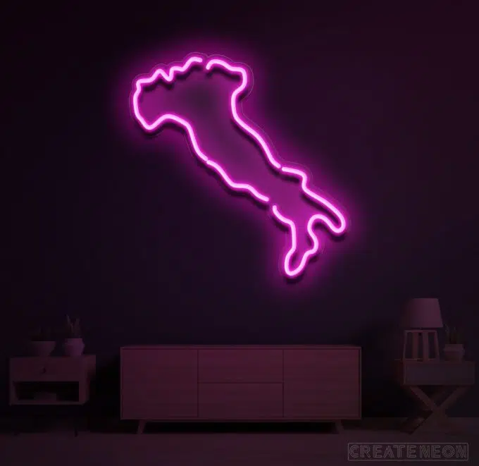 Italy Map Neon Sign - Map of Italy Neon LED Signs