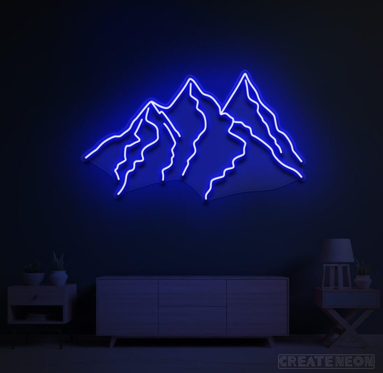 Mountains Neon Sign - For Mountaineers and Trekkers