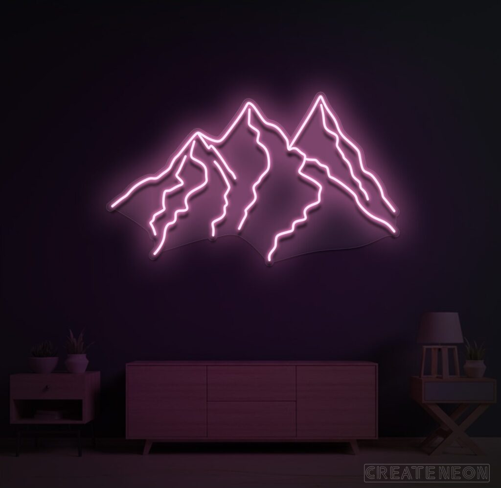 Mountains Neon Sign - For Mountaineers and Trekkers