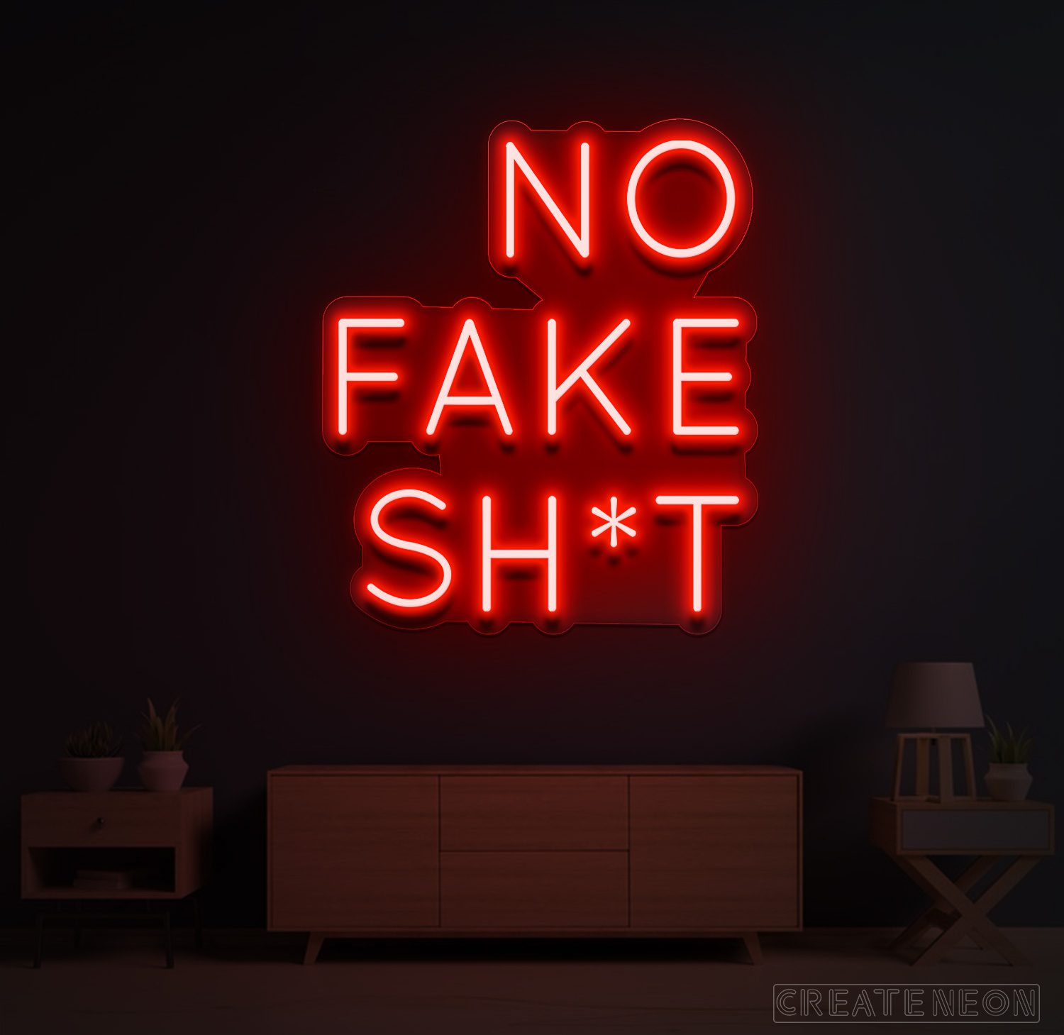 Buy "No Fake Shit Neon Sign" - CreateNeon.Com