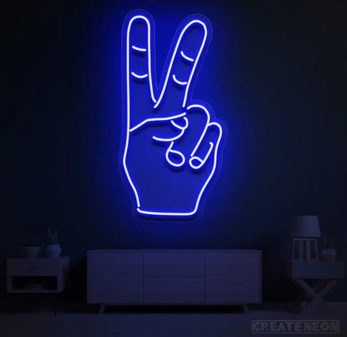 Shop Peace Hand Symbol Neon Sign - CreateNeon.Com