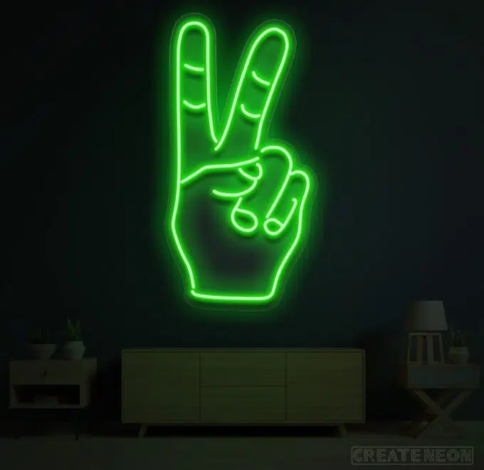 Shop Peace Hand Symbol Neon Sign - CreateNeon.Com