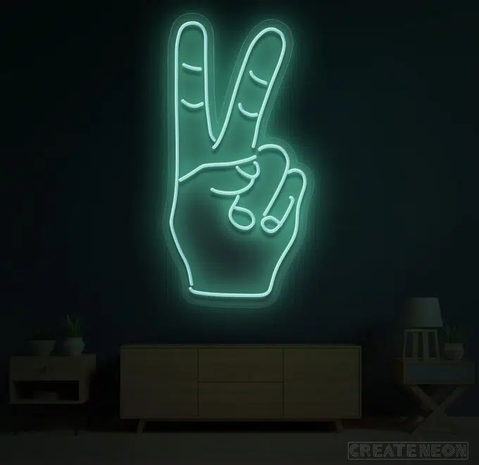 Shop Peace Hand Symbol Neon Sign - CreateNeon.Com