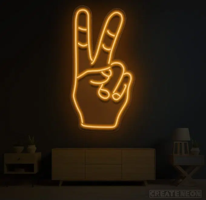 Shop Peace Hand Symbol Neon Sign - CreateNeon.Com