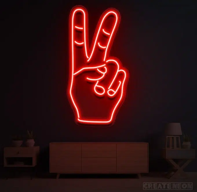 Shop Peace Hand Symbol Neon Sign - CreateNeon.Com