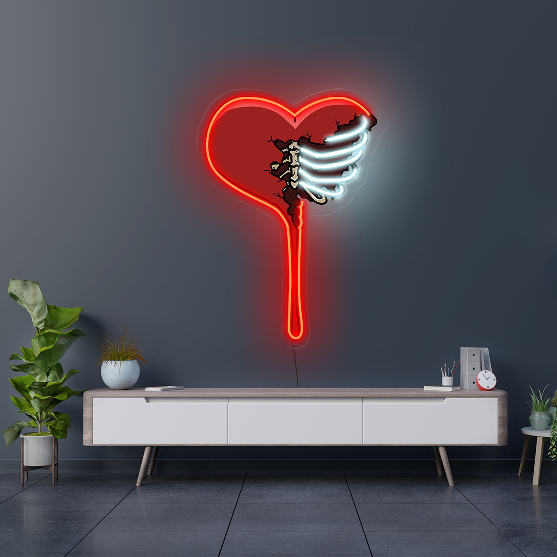 Heart Broken Neon Sign | Dramatic Neon Acrylic Artwork