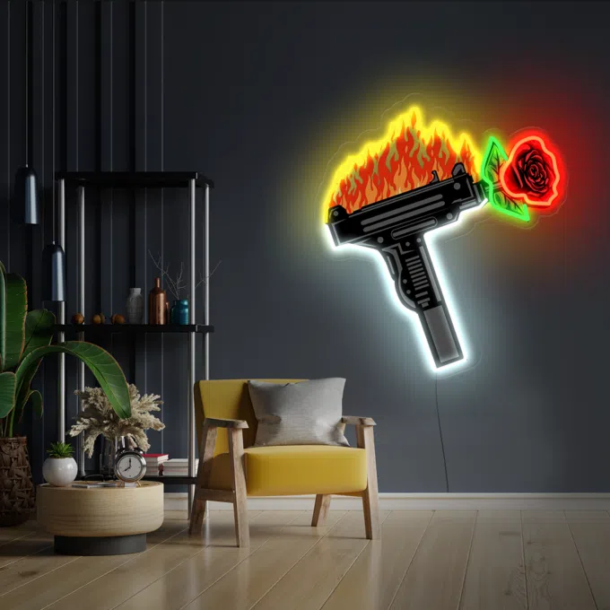 Fiery Gun Neon Sign | Neon Acrylic Sign