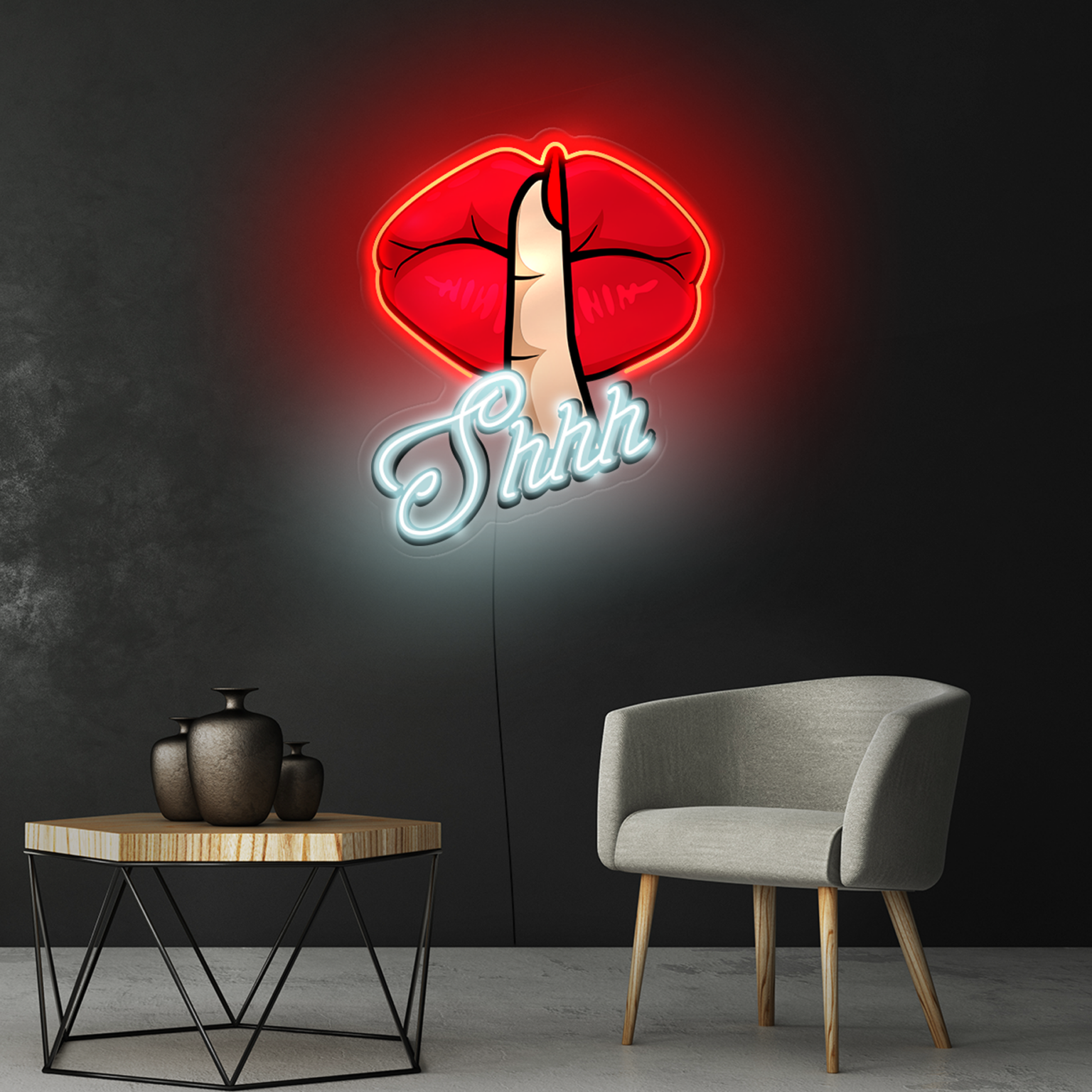 “Shhh” Neon Sign | Most Affordable Neon Acrylic Artwork